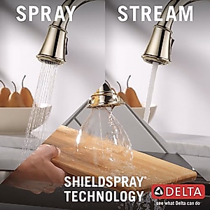 Delta Faucet Cassidy Pull Down Kitchen Faucet, Kitchen Faucets with Pull Down Sprayer, Kitchen Sink Faucet, Faucet for Kitchen Sink, Magnetic Docking, Lumicoat Polished Nickel 9197-PN-PR-DST