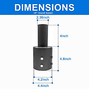 4 Inch Round Pole Mount Tenon Adapter with 2-3/8" OD Tenon, Vertical Bracket Adapter with Slip Fitter Mount for Outdoor Shoebox Lighting Street LED Parking Lot Light - Bronze Finish