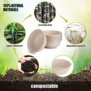 Green Tree Products Disposable Paper Bowls, 24 Oz [50 Pack] Large Bowl-100% Compostable, Biodegradable, Eco-friendly - Convenient for Daily Use for Salad, Hot Soup, and Pasta