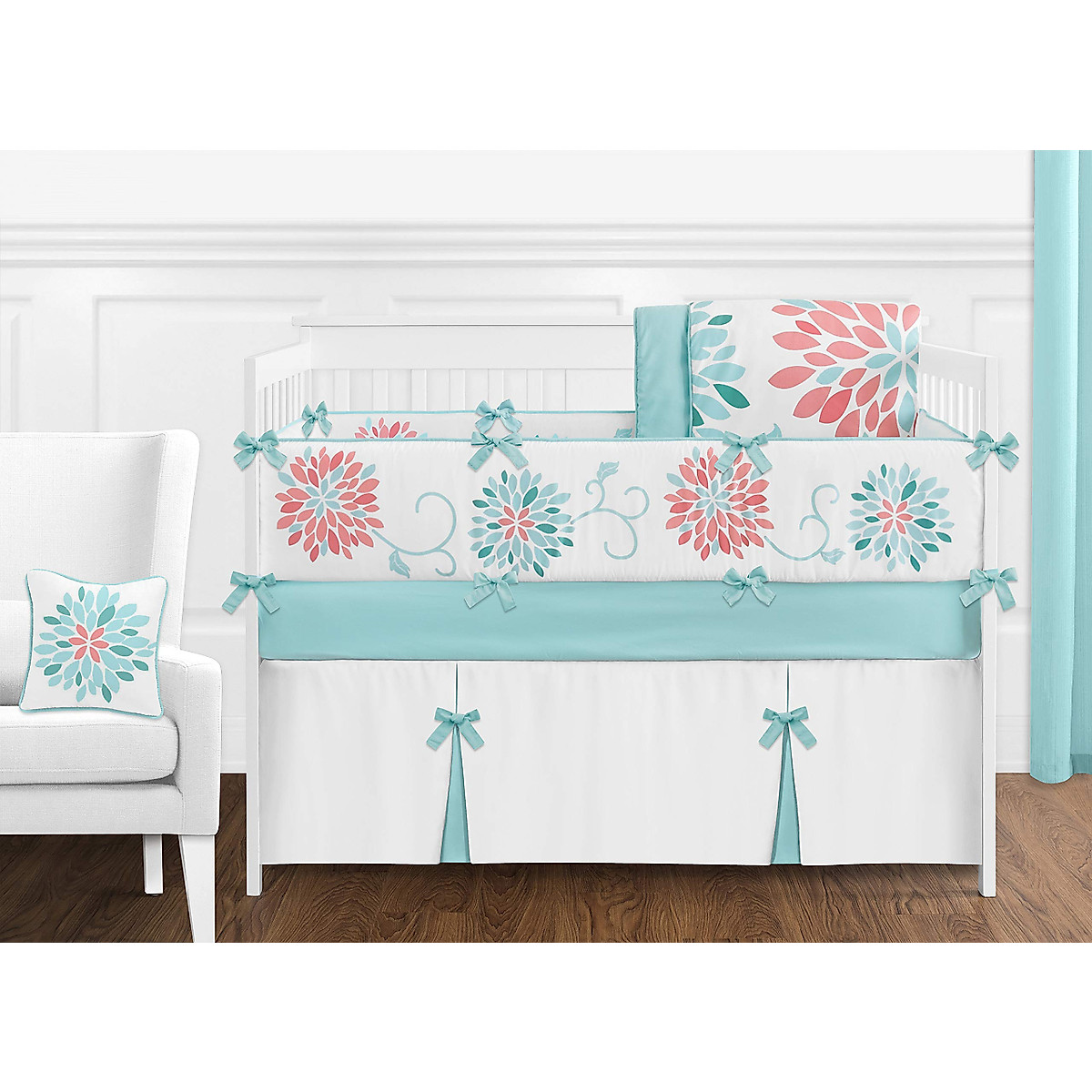 Fabric Memory/Memo Photo Bulletin Board for Turquoise and Coral Emma Collection