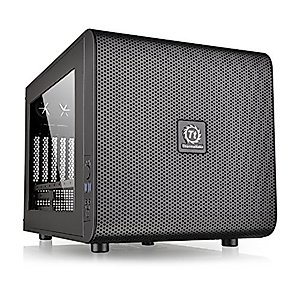 Thermaltake Core V21 SPCC Micro ATX, Mini ITX Cube Gaming Computer Case Chassis, Small Form Factor Builds, 200mm Front Fan Pre-installed, CA-1D5-00S1WN-00 Black