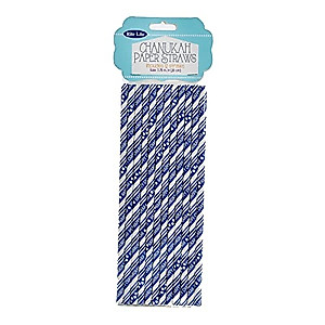 Rite Lite Chanukah Paper Straws - Pack of 12 Colorful Straws for Hanukkah! Hanukkah Straws, Hanukkah Gifts, Hanukkah Accessories, Hanukkah Decorations