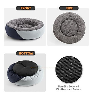 SHU UFANRO Calming Dog Beds for Small Medium Dogs and Cats, Round Dog Cuddler Cozy Bed, Washable Fluffy Plush Pet Bed with Waterproof Bottom (23"x 23"x 8")