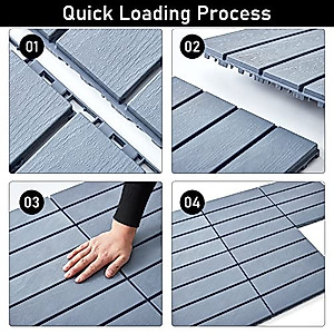 Botabay Plastic Interlocking Deck Tiles, 38 Pack Patio Deck Tiles, 12"x12" Wood Plastic Composite Waterproof Outdoor Patio Floor Decking Tiles, for Porch Poolside Balcony Backyard, Brown