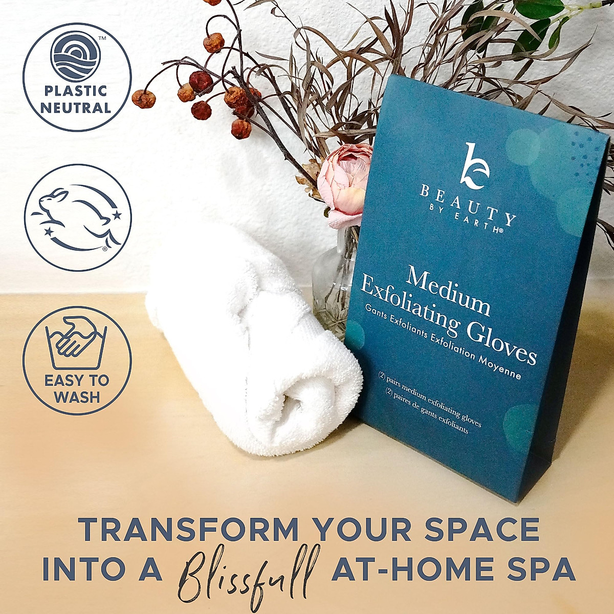 Exfoliating Glove (4 Pcs, 2 Pairs) - Medium Exfoliate Glove for Dead Skin Bath Exfoliating Gloves for Shower Spa Massage Body Scrub - Shower Gloves Exfoliating for Women & Men