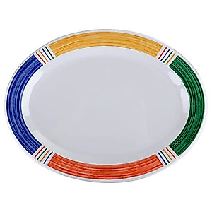 G.E.T. OP-120-AV Melamine Oval Serving Platter / Dinner Plate, 12" x 9", Diamond Barcelona (Set of 12)