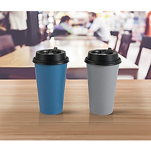 LITOPAK 100 Pack 16 oz Paper Coffee Cups, Disposable Coffee Cups with Lids, Drinking Cups for Coffee, Water, Juice, or Tea. Hot Paper Coffee Cups for Home, Restaurant, Store and Cafe.