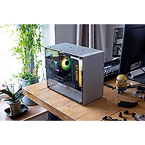 MATX PC Case in Mini-Size, Portable Gaming Computer Case, Aluminum Micro ATX Case for DIY Installation Silver