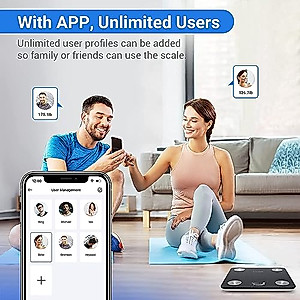 Bluetooth Scale for Body Weight, Living Enrichment Smart Body Fat Weight BMI Bathroom Scales for Body Weight and Fat, High Accuracy Sensor, Body Composition Scales Monitor with Smartphone App, 400 lbs
