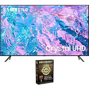 SAMSUNG UN55CU7000 55 inch Crystal UHD 4K Smart TV Bundle with Deco Gear 2X 4K HDMI 2.0 Cable w/Copper Conductors & CPS Exclusive 26 Month Protection Pack (BEACH-CPS-261000)