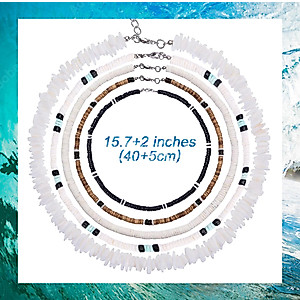 FIRAZIO 5Pcs Puka Shell Necklace Men Seashell Necklace Summer Beach Surfer Necklace for Men Women Hawaiian Necklace for Men White Necklace Beach Jewelry