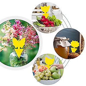 48 Pcs 4 Shapes Yellow Sticky Traps for Fruit Fly, Whitefly, Fungus Gnat, Mosquito and Fly, Sticky Insect Catcher Traps for Indoor/Houseplants/Kitchen, Extremely Sticky, Non-Toxic, Pet & Kid Safe