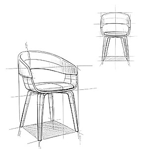 SIMPLIHOME Lowell Bentwood Dining Chair, Blue Linen Look Fabric and SOLID WOOD, Rounded, Upholstered, For the Dining Room,