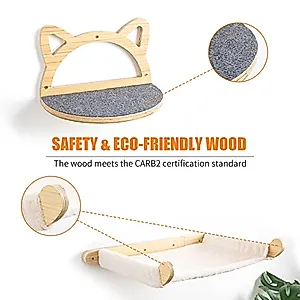 Toozey Cat Wall Shelves, Wall Mounted Cat Furniture with XXL Cat Hammock and 2 Cat Climbing Steps, Cat Shelves and Perches for Cats Playing, Sleeping, and Lounging