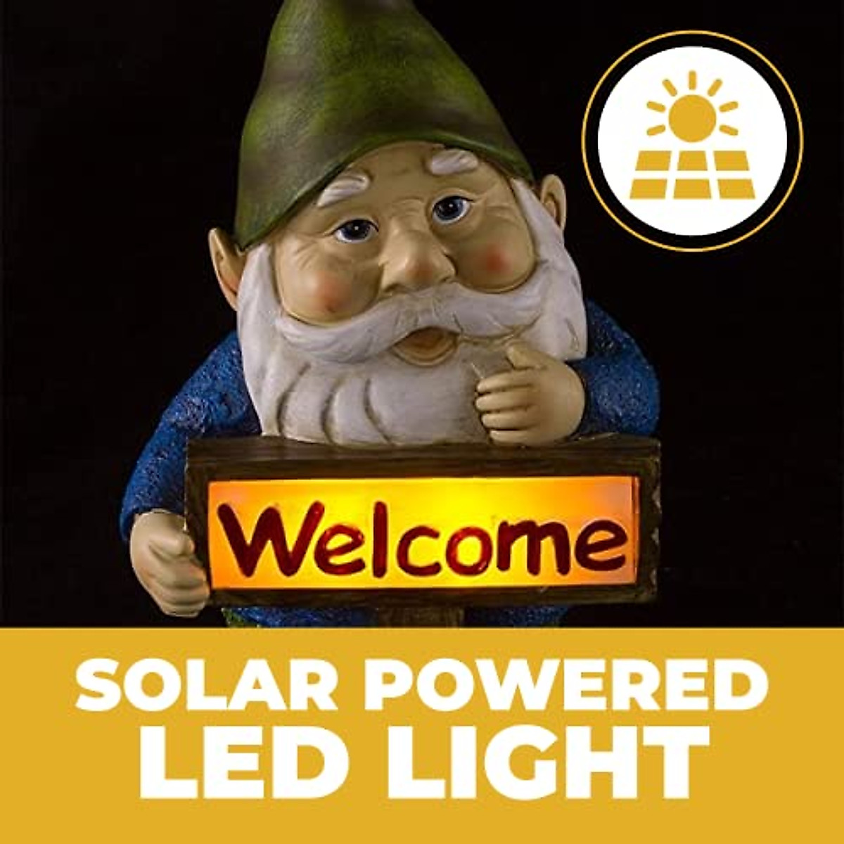 Dawhud Direct Welcome Gnome Solar Light for Home and Outdoor Decor Gnome Solar Powered Flickering LED Garden Light Backyard Gnome Decoration Solar Powered Flickering LED Garden Light