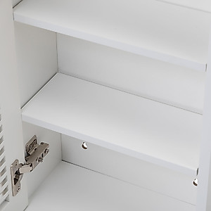 JAXPETY Bathroom Wall Cabinet 3-Tier Storage Organizer with Single Louvered Door,Wooden Medicine Cabinets with Adjustable Shelf for Bathroom&Living Room,White