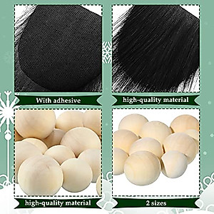 Juinte 12 Pcs Gnome Beards for Crafting Faux Fur Fabric Precut Gnomes Beards Handmade Dwarf Beard 20 Pcs Unfinished Wooden Balls for Xmas Decor