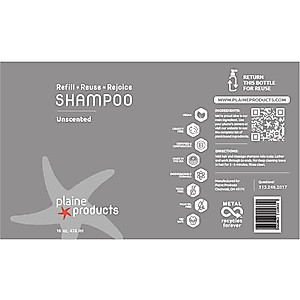 Eco-Friendly Shampoo and Conditioner - Unscented - Sulfate Free, 16 oz (Refillable Bottles with Pumps)