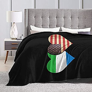 Sierra Leone Flag and American Flag Ultra Soft Flannel Fleece Blanket All Season Living Room/Bedroom Warm Throw Bed Blanket