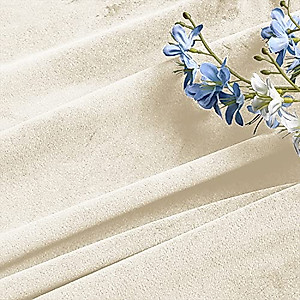 VANASEE Pompom Velvet Curtains for Bedroom Rod Pocket 52x84 inch Soft Blackout Window Curtains Room Darkening Drape Light Blocking for Living Room 2 Panels,Ivory