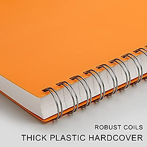 HIUKOOKA A4 Grid Graph Notebook - 300 Pages Spiral Notebook Journal, 8.27 x 11.2 Inches Large PVC Cover notebook,100gsm Thick Paper,For Science,Engineering Drawing,Math Study,Meeting(Orange)