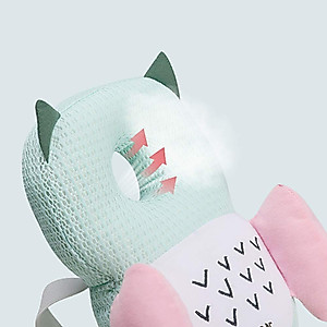 Bebamour Baby Walkers Head Protector Toddler Adjustable Baby Safety Pad Backpack Wear for Crawling with Safety Leash (New White, Cow)