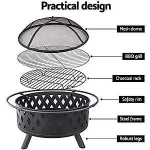 LEAYAN Garden Fire Pit Portable Grill Barbecue Rack Wood Burning Fire Pit Backyard with Cooking Grill, Fire Pit Multifunctional Barbecue Rack Indoor Winter Charcoal Heater for Camping