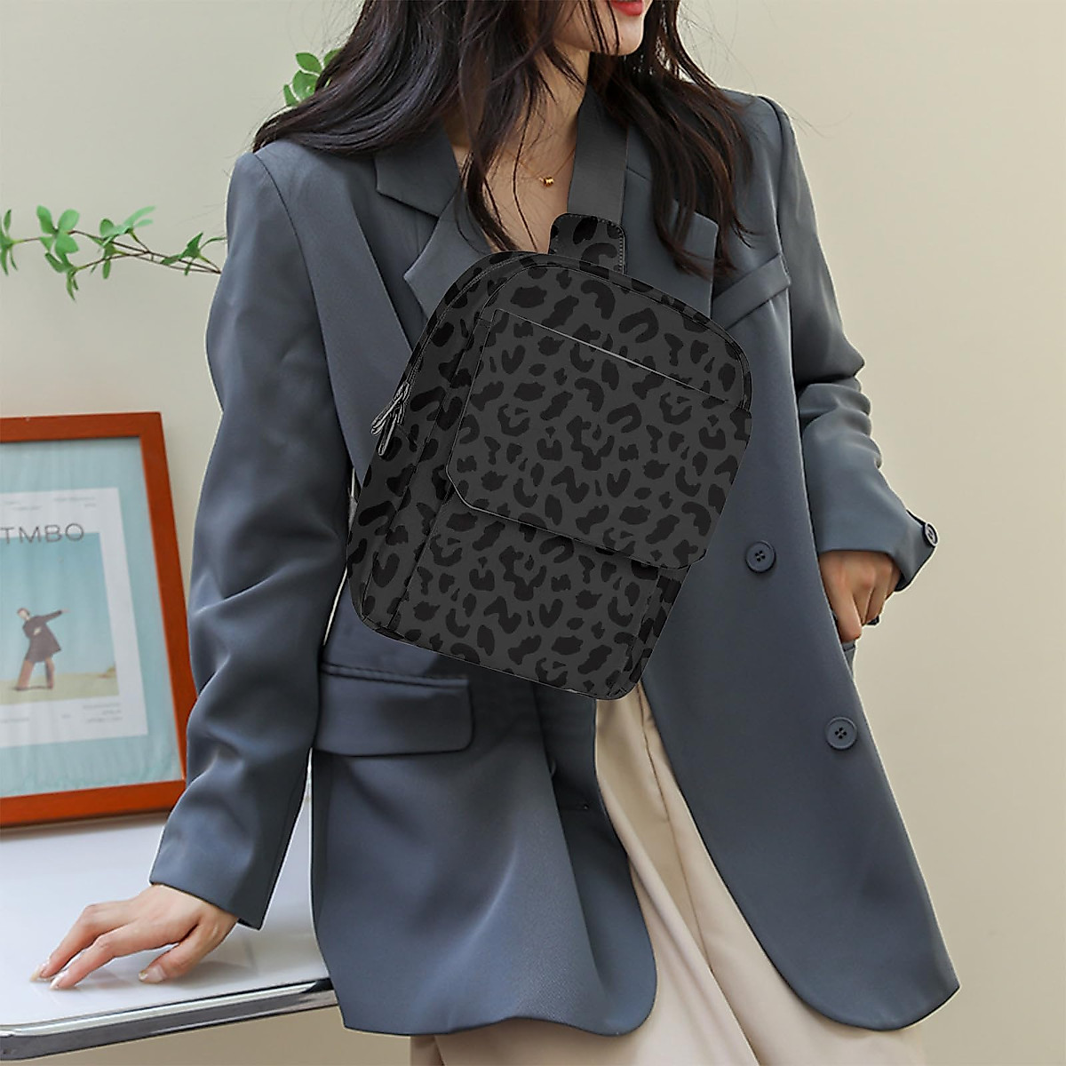 GABraden Cute Small Camera Bag with Photographer Camera Sling Bag Waterproof Dslr Camera Case Compatible with Nikon Sony Lightweigth for Women or Men（Black Leopard Cheetah）