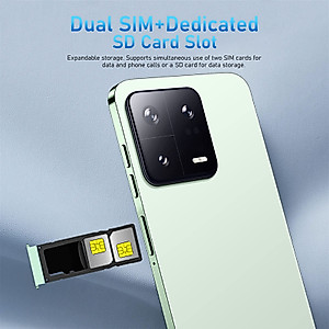 Vikye 6.3 Inch Ultra HD Screen 4GB RAM 64GB ROM 8MP and 24MP Camera Face Recognition 3G WiFi GPS Mobile Phone for Android 12 US Plug 100V to 240V (Green)