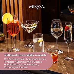 MIKASA Treviso Crystal White Wine Glasses, 350ml, Set of 4 Lead-Free, Clear Fine Glasses with Rippled Effect for Celebrations