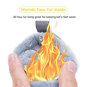 BMCiTYBM Baby Snow Boots Boys Girls Winter Infant Shoes Anti-Slip 6 9 12 18 24 Months Faux Fur Grey Size 6-12 Months Infant