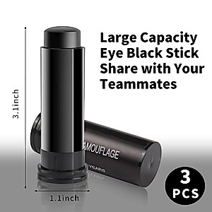 Yeweian 3PCS Eye Black Stick for Sports, Eye Black Football Baseball Softball Lacrosse Accessories,Eye black Sports Gifts for Kids and Athletes,Halloween Cosplay Parties Game Face Painting Stick