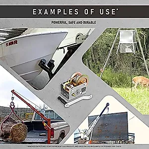 Trailer Winch – Durable Hand Crank – 3500 lbs Hand Winch with Cable + Mounting Plate and 5 Bolts