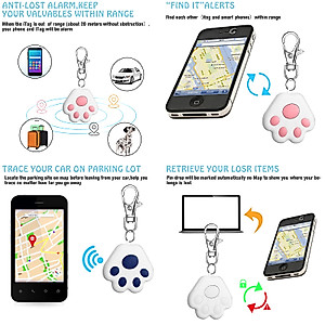 8 Pcs Smart GPS Dog Tracker Kids GPS Keychain Tracker Trackable Key Finders Cute Pet Locator Portable Tracking Devices for Kids Pets Dog Cat Collar Wallet Luggage Smart Phone