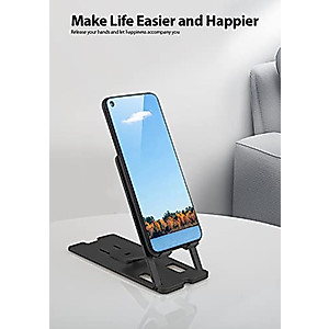 Cell Phone Stand, Portable Aluminum Phone Holder, Adjustable Phone Dock Cradle, Compatible with iPhone 13/12/11 Pro Max, Samsung Galaxy, Small Tablets(Black)