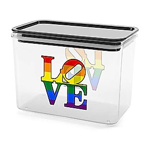 Love LGBT Gay Pride Storage Box Plastic Food Organizer Container Canisters with Lid for Kitchen