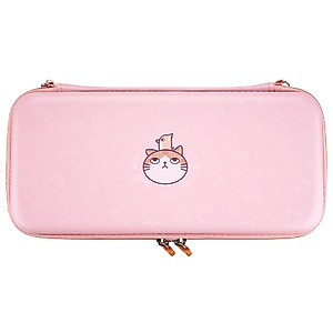 PlayVital Pink Cute Carrying Case for Nintendo Switch & OLED, Thumb Grip Caps & Kitten & Chicken Slim Travel Case for Switch Portable Hardshell Girl Storage Game Accessories