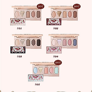 1PC Huazhixiao 5 Colors Strawberry Rococo Shimmer Matte Eyeshadow Palette, Super Pigmented Makeup Creamy Palette (01#)