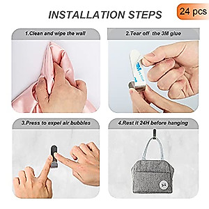 carinacoco Wall Hooks Adhesive 24 Pack Stainless Steel Hanging Hooks for Kitchenware Bath Robe Towel Jackets Bag