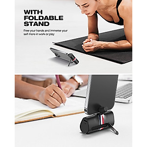 VIYISI Mini Portable Charger for iPhone | 5000mAh 20W PD Fast Charging Battery Pack with Stand | Cute LED Display Small Power Bank for iPhone 14, 13, 12, 11, 8, 7, Pro Max, XR, XS, AirPods -Black