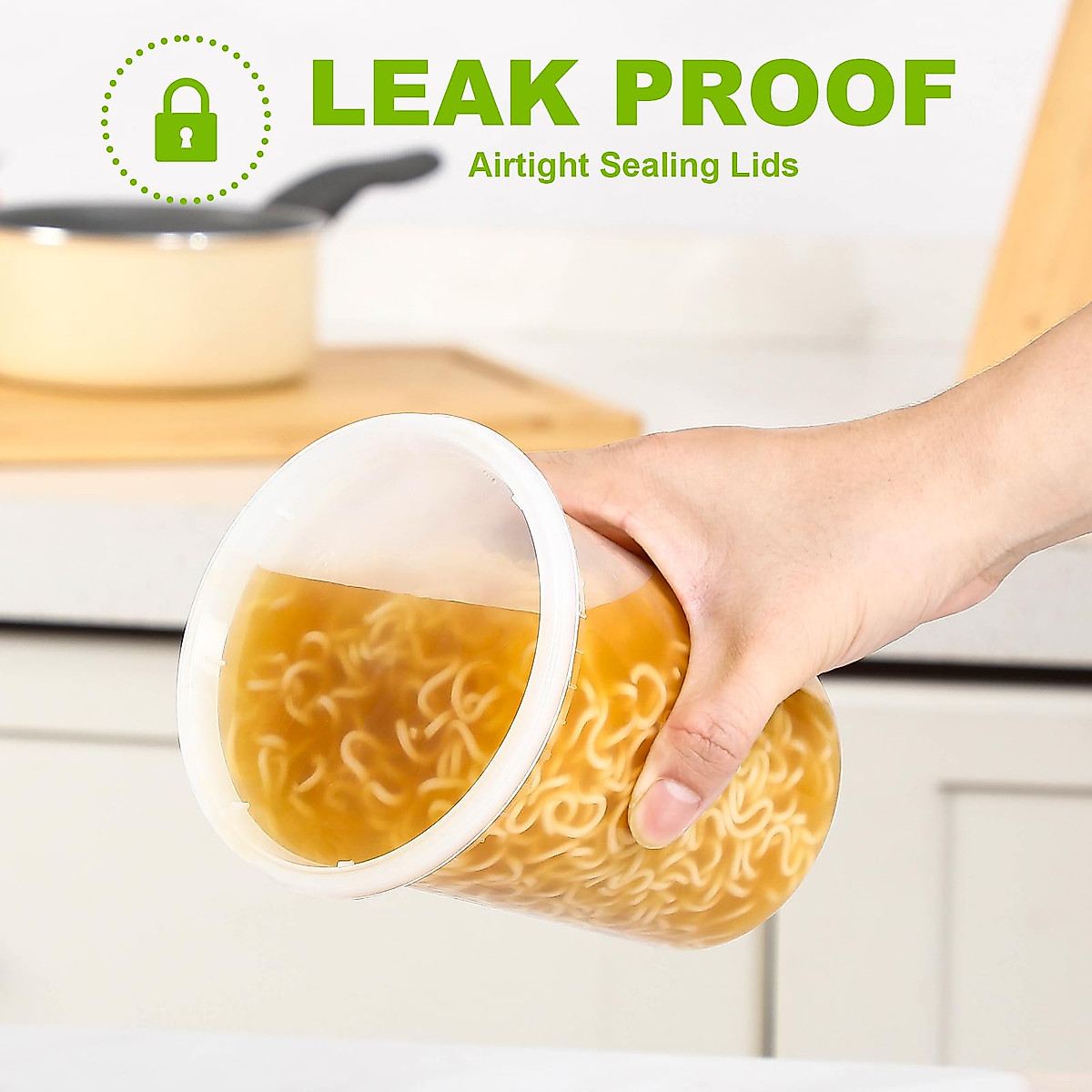 AOZITA 20 Sets Plastic Deli Food Containers With Lids 16oz, 32oz Variety Pack, Airtight Food Storage Containers, Freezer/Dishwasher/Microwave Safe, Soup Containers For Takeout Meal Prep Storage