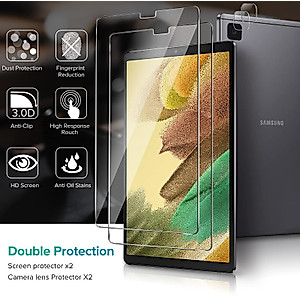 ivoler [4 Pack] (2 Pack) Screen Protector for Samsung Galaxy Tab A7 Lite 8.7inch (SM-T220 / T225) 2021 with 2 Pack Camera Lens Protector Tempered Glass, Scratch Resistant Anti-Fingerprints HD Clear