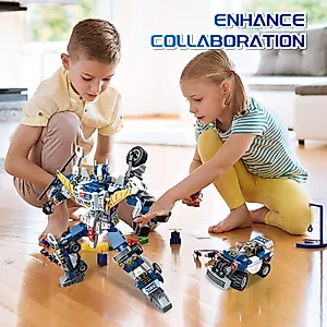 MIUJY Educiro STEM Robot Building Toys, 453 PCS Construction Toys 6-in-1 STEM Toys for 6 Year Old Boys Creative Building Bricks Engineering Vehicles Blocks Kit for Kids Age 6 7 8 9 10 11 Year Old