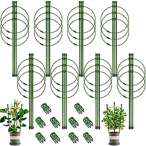 Legigo 8 Packs 18inch Plant Support Cages with 3 Adjustable Support Rings- Small Tomato Cage for Pots Plant Holder for Home Garden Balcony for Orchids, Tomato, Vegetables, Flowers, Climbing Plants