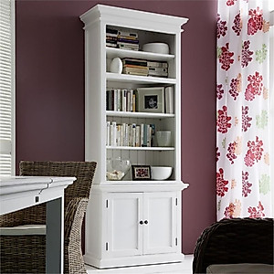Beaumont Lane Wood 4 Shelved Bookcase with Storage in Pure White
