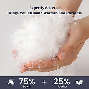 puredown® Blankets Queen Size - Soft Lightweight Down Blanket for All Seasons, Cozy Warm Luxury Bed Blanket with Satin Trim, Cotton Cover, White (90"X90")