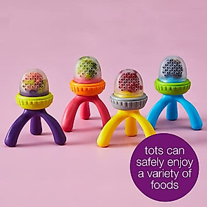 b.box Silicone Fresh Food Feeder | Ages 4 Months+ | Tripod Design Easy for Baby to Hold | Perfect for Fresh or Frozen Foods | Cap Included for On The Go | Dishwasher Safe (Strawberry Shake)