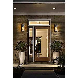 Jorunhe Rectangular Glass Wall Light, E26 E27 Wall Fixture Fitting on a Terrace, Front Door Light, for Home, Garden Wall Lantern Light, Clear Metal Lantern Garden Wall Lamp