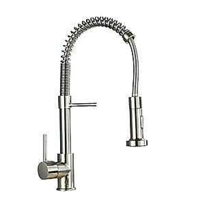 Brushed Nickel Kitchen Faucet Countertop Mount Mixer Faucet 360 Degree Swing Flow Sprayer Nozzle Kitchen Sink Hot and Cold Faucet (Color : Brushed Nickel A)