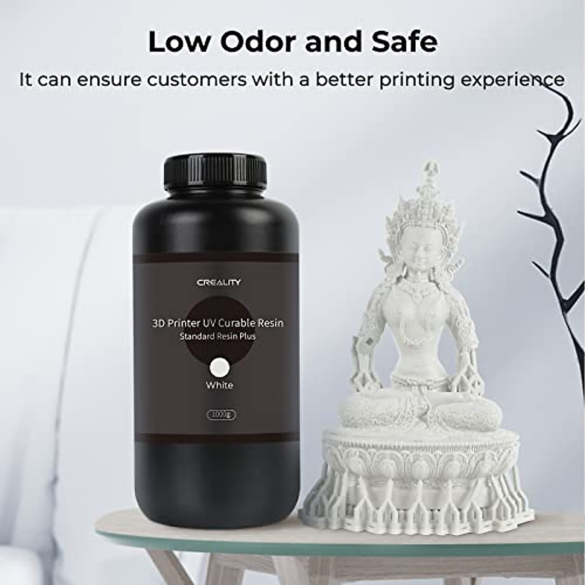 Creality 3D Printer Resin,1KG 405nm UV Curing Resin with High Precision Low Odor Quick Curing Standard Photopolymer Resin for LCD 3D Printers (Clear)